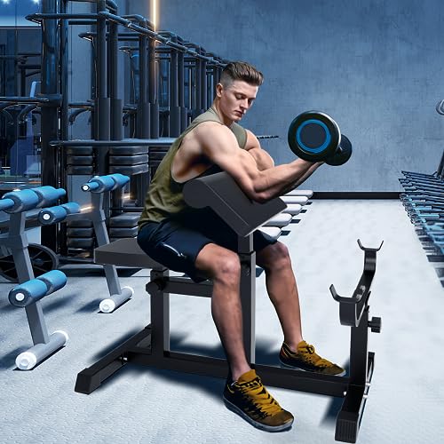 Snapklik.com : Adjustable Arm Preacher Curl Weight Bench, Seated ...