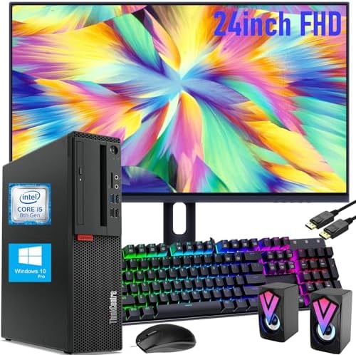 Amazon.com: Lenovo ThinkCentre M720s SFF Desktop Computer with 24" FHD ...