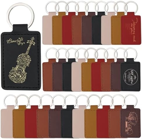 Amazon.com: Tikjiua 30 Pcs Leather Key Fob Kit, Rectangular Leather ...