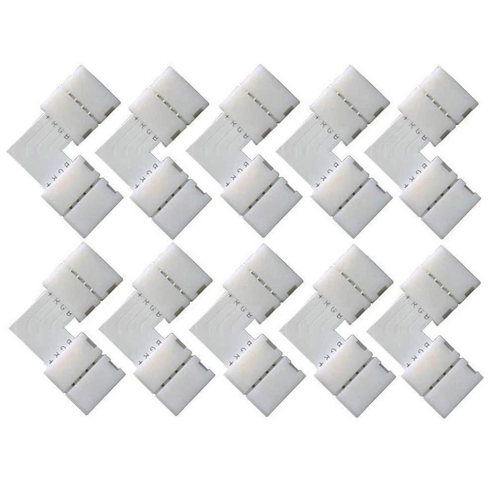 Buy VizGiz 10 Pack 10mm 4 Pin L Shape Connector RGB LED Strip 90 Degree ...