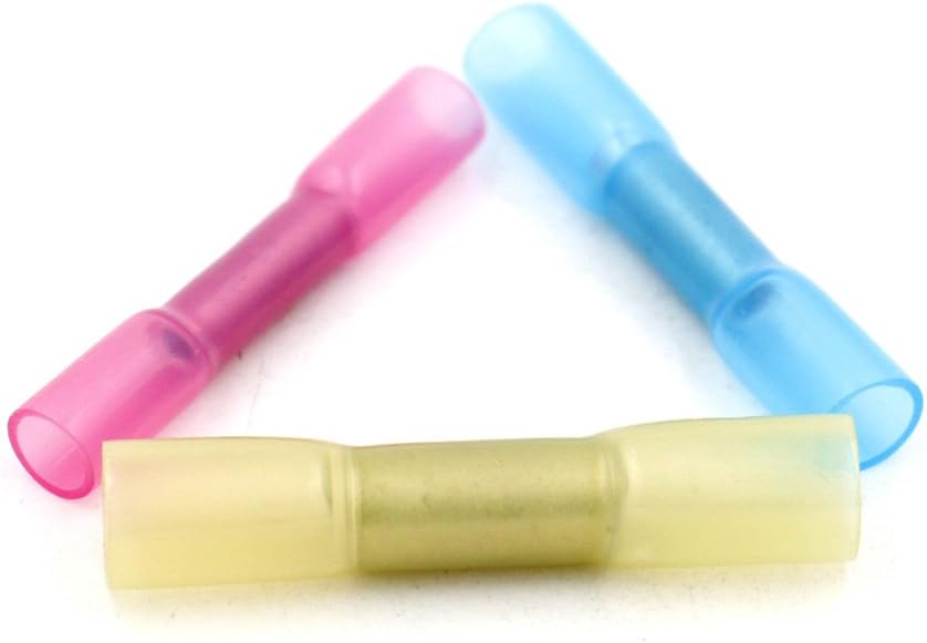 Baomain 100 pcs 22-10 AWG DuraSeal Heat Shrink Butt Splice Connector Terminals Splices Kit ...