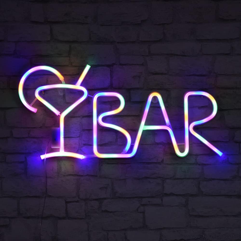 GUOCHENG Neon BAR Sign Decorative Led Illuminated Letter Lights Pre-Lit ...
