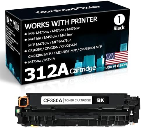 Amazon.com: 312A CF380A Black Toner Cartridge for HP Printer - 312A ...