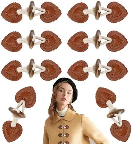 RXKFIGX 8 Sets PU Leather Resin Horn Toggle Closure Buttons Sew-On for ...