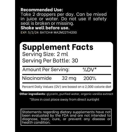Vitamin B3 Niacinamide Liquid - Non Flush Form of B3 Niacin ...