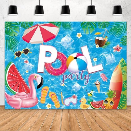 Amazon.com : MEHOFOND 7x5ft Pool Party Backdrop Summer Pool Party ...