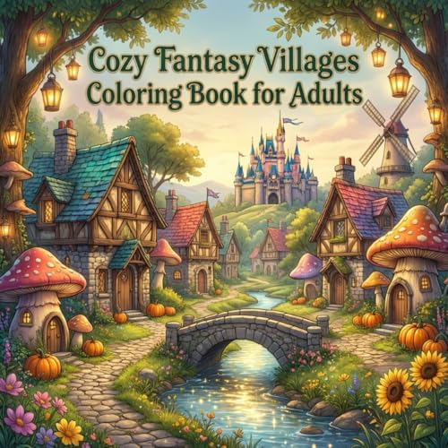 Cozy Fantasy Villages Coloring Book for Adults : Manohar, Hemalatha ...
