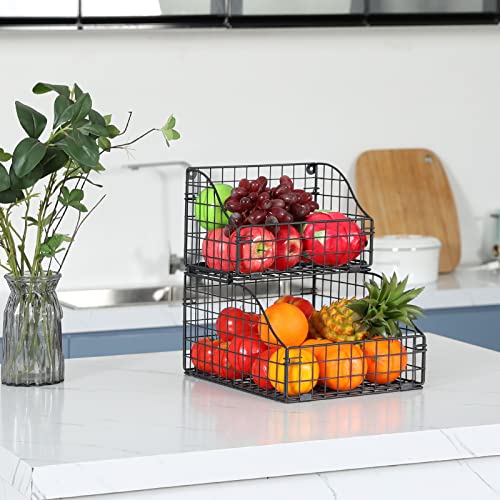 Snapklik.com : Stackable Wire Baskets, 2-Tier Countertop Potato Onion ...