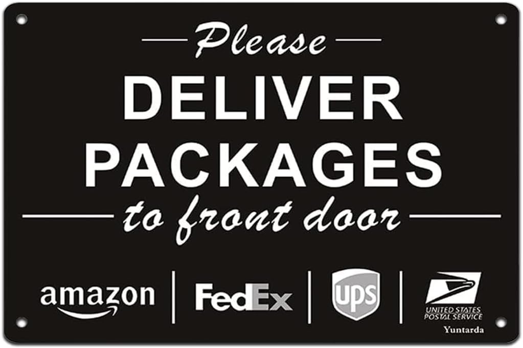Amazon.com : Please Deliver Packages to Front Door Sign, Yuntarda 10”x7 ...