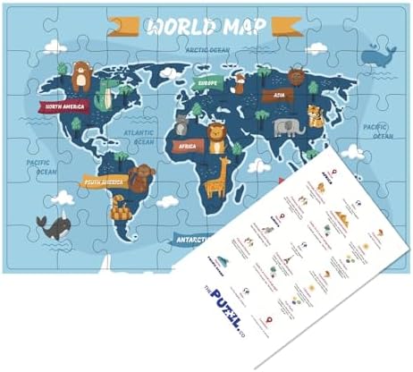 Buy The Puzzl Co - World Map Jigsaw Puzzle for Kids 5+ Years, 48 Pieces ...