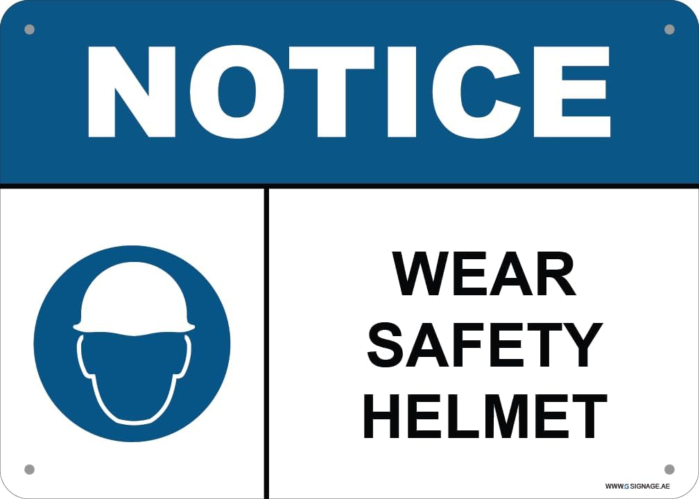 G Signage - OSHA 'Wear Safety Helmet' Aluminum Notice Sign - Digital ...