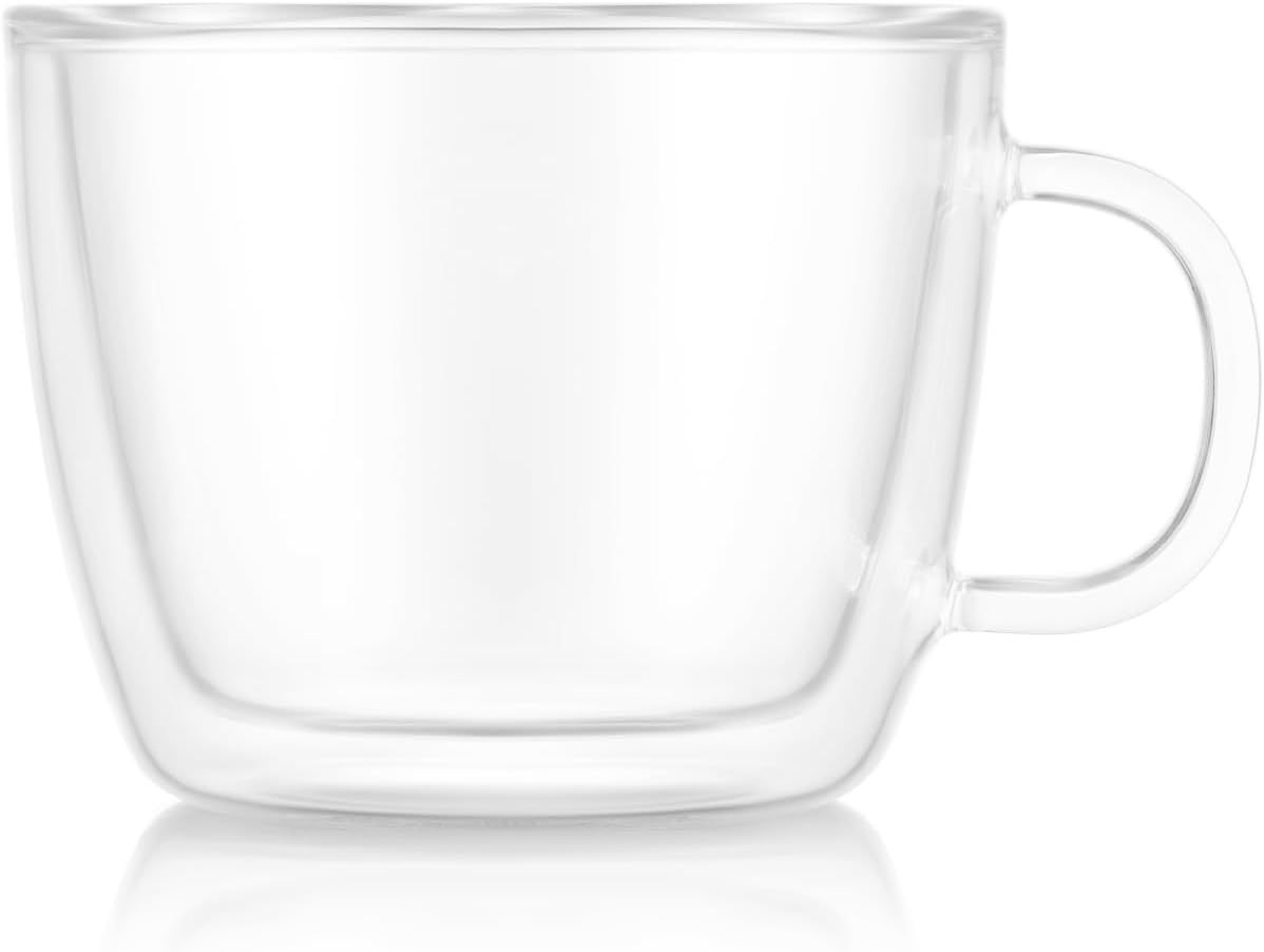 Amazon.com: Bodum Bistro Double-Wall Insulated 15-Ounce Glass Mug, Set ...