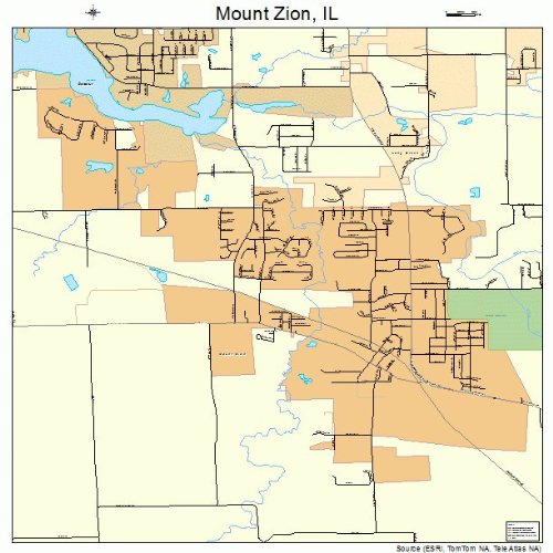 Large Street & Road Map of Mount Zion, Illinois IL - Printed poster ...