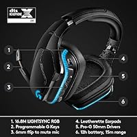 Amazon.com: Logitech G935 Wireless DTS:X 7.1 Surround Sound LIGHTSYNC RGB PC Gaming Headset ...