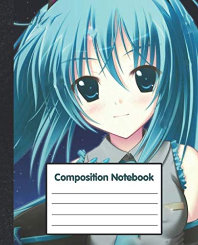 Composition Notebook: Anime Girl Blue Hair School Notebook Journal 7.5 ...