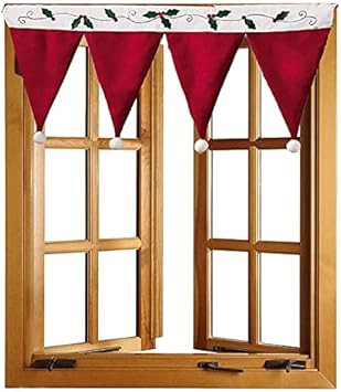 Amazon.com: Zodensot Christmas Kitchen Valances Half Window Curtain ...