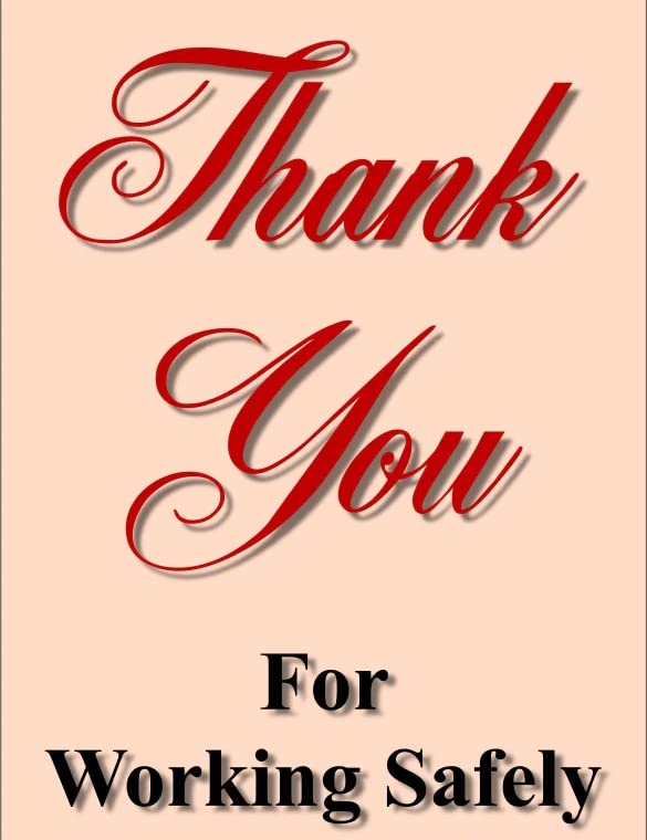 Thank You for Working Safely Sign Foam Board, Waterproof Sticker Fixed ...