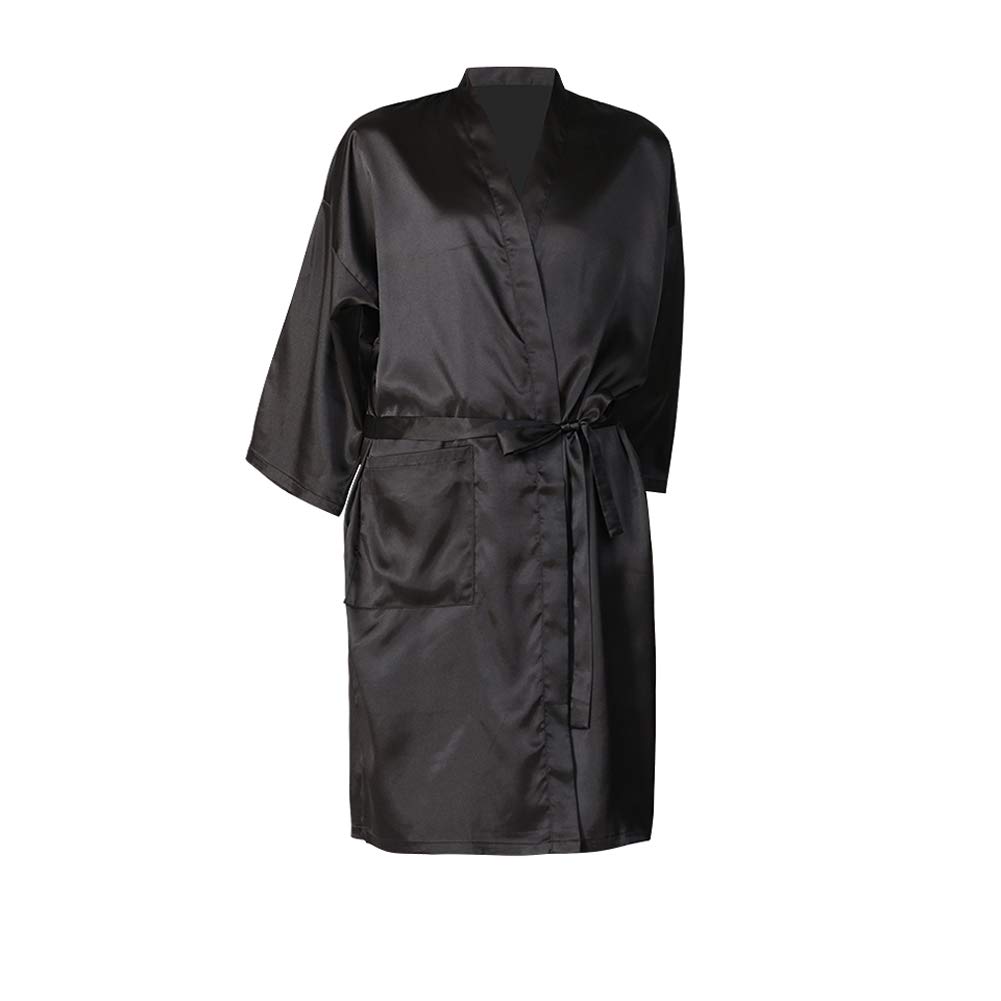 Amazon.com: mollensiuer 1 Piece Black Salon Robes Smock for Clients ...