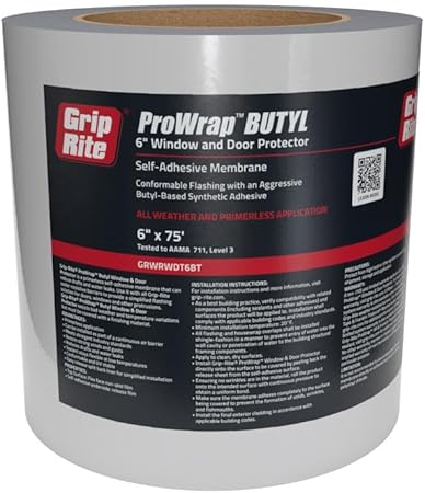 Amazon.com: Grip-Rite GRWRWDT6BT, Butyl Window & Door Wrap, 6" x 75', 6 ...