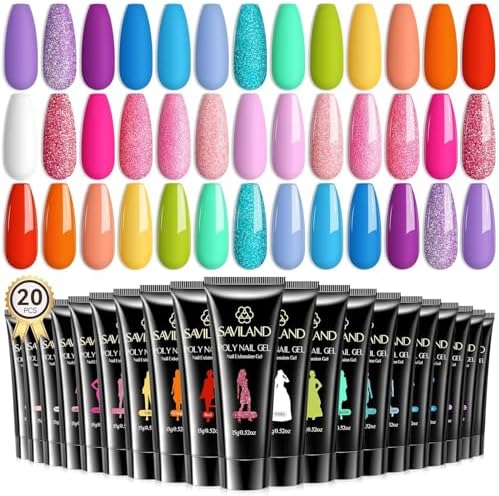 Amazon.com : Saviland Poly GEL Nail Colors：20 Colors Nail Extension Gel ...