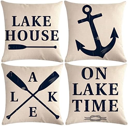 Amazon.com: Lake House Decor Lake Pillows Case 18 x 18 Inch Set of 4 ...