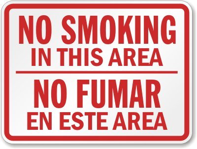 No Smoking In This Area / No Fumar En Esta Area (red letters) with ...
