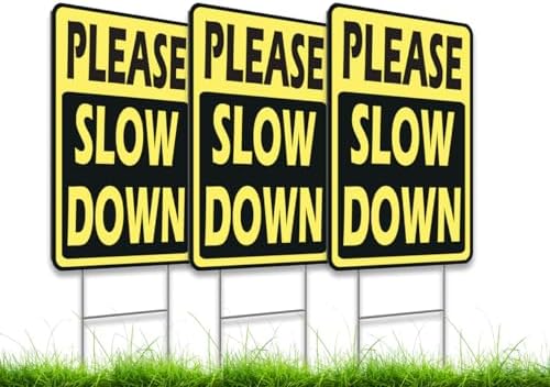 Amazon.com: Set of 3 Double Sided 12x8 Inches Please Slow Down Signs ...