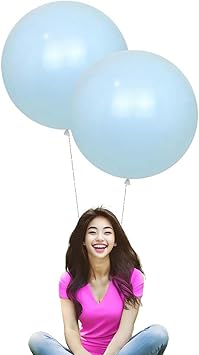 24 Inch Latex Round Balloons 10 Pack Macaron Blue Thick Big Balloons ...