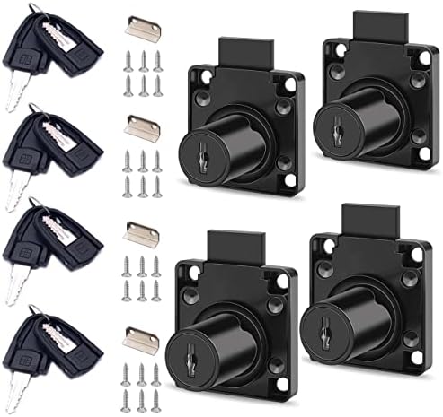 Kitmose 4 Pack Cabinet Drawer Locks with Keys, Keyed Alike Furniture ...