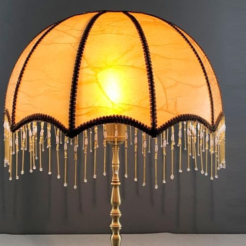 Pastoralist Vintage Fringe Lamp Shade, 7.9x7.5inch, Golden, Fabric ...