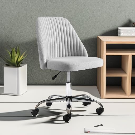 NU INVENTION Armless Office Chair Cute Desk Chair, Modern Fabric Home ...
