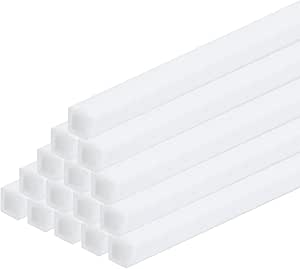sourcing map 15pcs Plastic Model Tube ABS Square Tube 2x2x250mm White ...