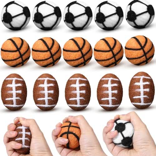 Amazon.com: Yinkin 15 Pcs Felt Sports Theme Prop Wool Ball Felted ...