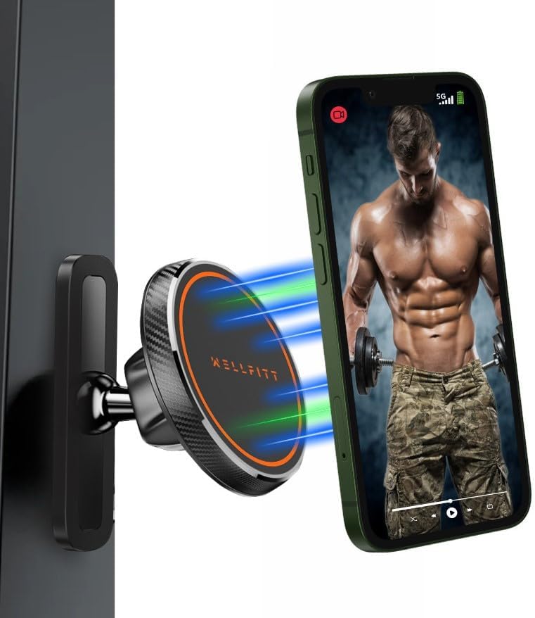 WellFitt Magnetic Gym Phone Mount & Holder. Attaches magnetically to ...