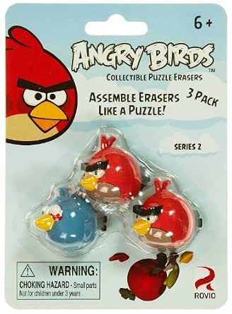 Red Birds & Blue Bird: Angry Birds Collectible Puzzle Erasers Series 2 ...