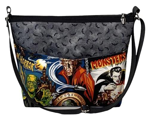 Amazon.com: Retro MONSTERS & BATS Shoulder Bag w/Adjustable Strap ...