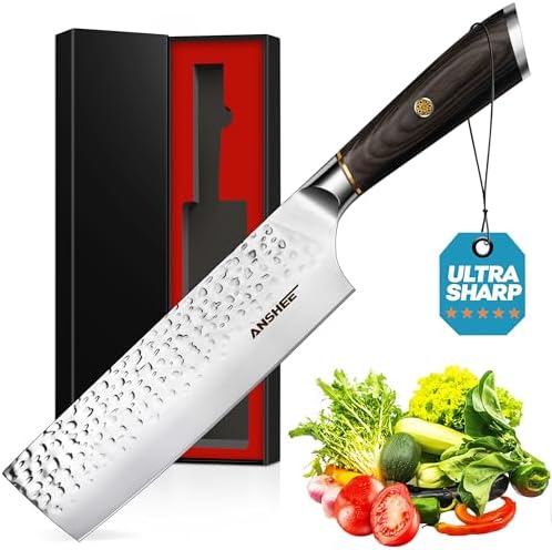 Amazon.com: Japanese Nakiri Knife - 7" Razor Sharp Kitchen Knife for ...