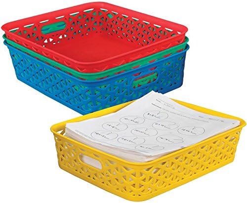Amazon.com: Really Good Stuff Plastic Desktop Paper Storage Baskets for ...
