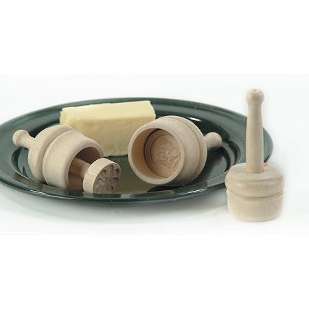 Amazon.com | Carved Wooden Butter Molds Set of 3 Sizes with Assorted ...