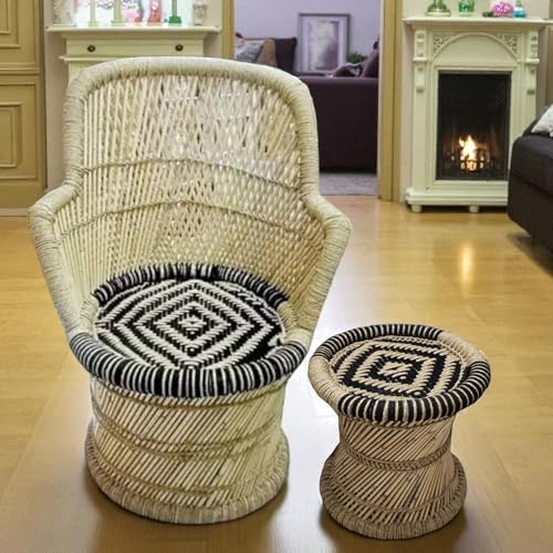 YASHIKA CREATION ! Handicraft Bamboo Sarkanda Chair Flower Pattern for ...