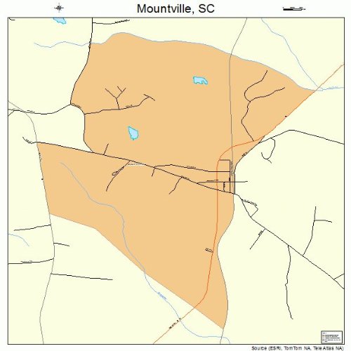 Large Street & Road Map of Mountville, South Carolina SC - Printed ...