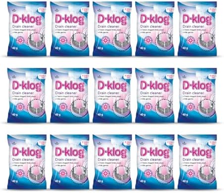 D-Klog Drain Cleaner Powder (40g x 15 Units),Removes Clogs,Blockages in ...