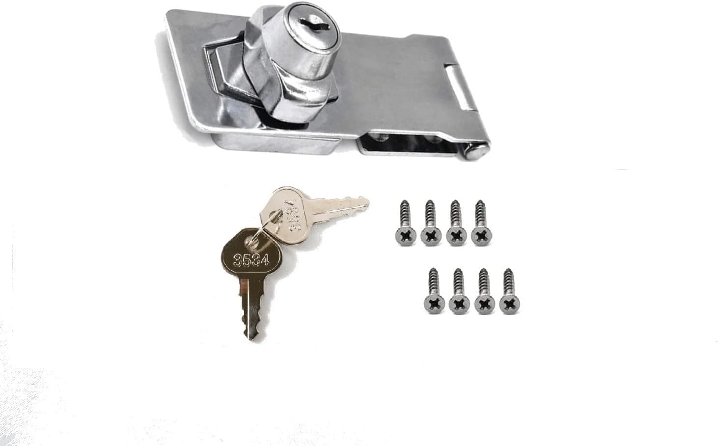 HighGround 4" Keyed Hasp Lock, Twist Knob Chrome Plated Keyed Hasp Lock ...
