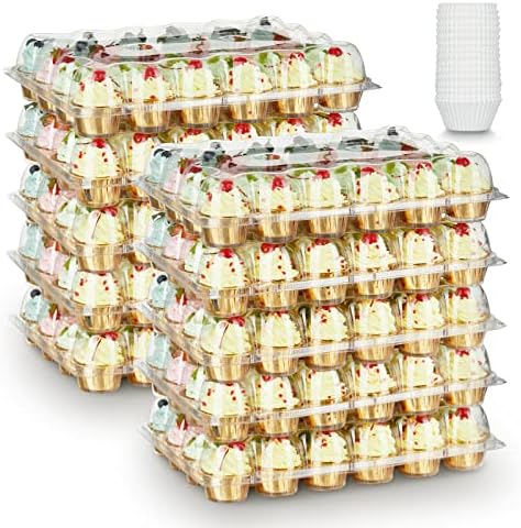 Amazon.com: Gencywe (24 Pack x 10 Sets) Stackable Cupcake Carrier ...
