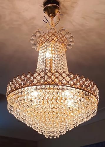 Buy SHRI MAHAL ANTIQUES Crystal Big Size Jhumar Lamp Ceiling Light for ...