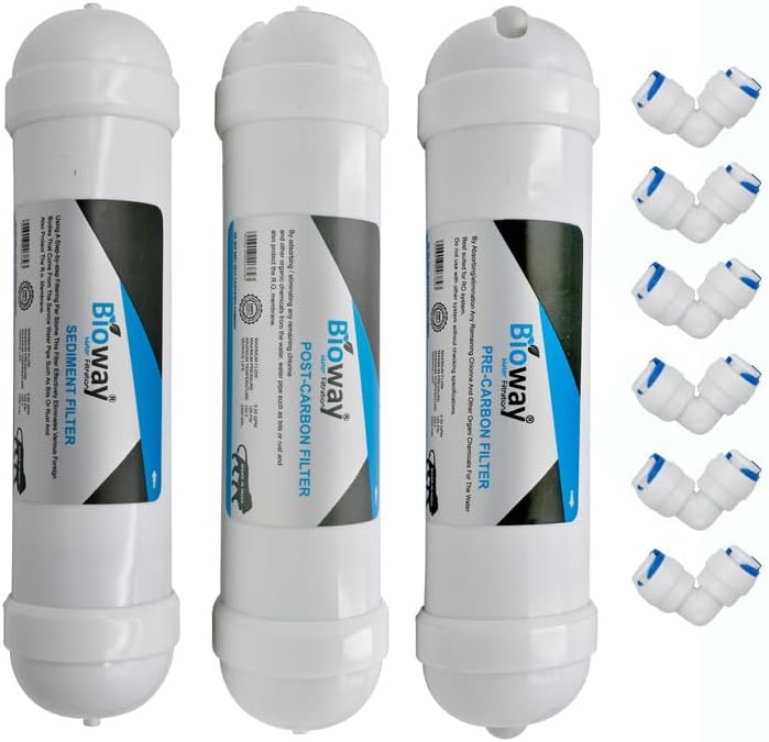 BIOWAY Pre Carbon, Post Carbon and Sediment Filter Inline Filter Set ...