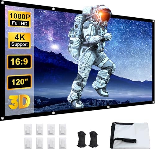 Amazon.com: 120 inch Portable Projector Screen 16:9 Foldable 4K HD ...