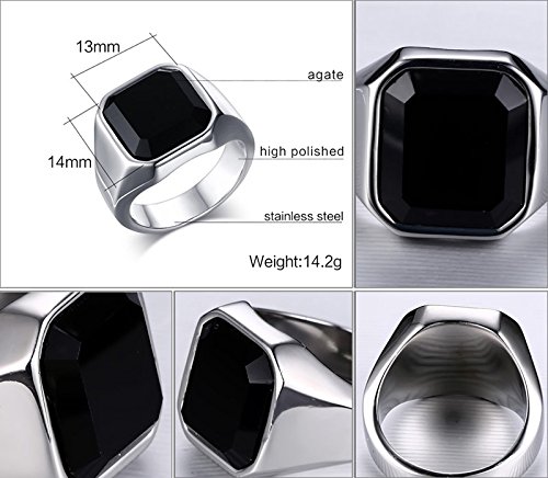 Buy Asma Jewel House Gothic Vintage Stainless Steel Square Black Agate ...