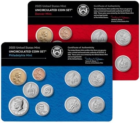 2025 P, D U.S. Mint Uncirculated 20 Coin Mint Set with CoA Uncirculated ...