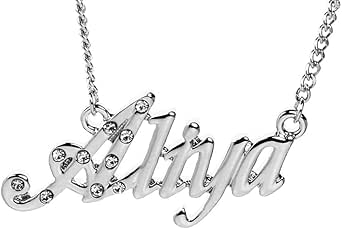 Amazon.com: Aliya Name Necklace 18K White Gold Plated Personalized ...